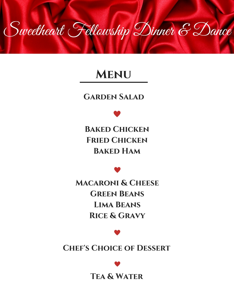 Sweetheart Fellowship – Menu | Gethsemane Baptist Association